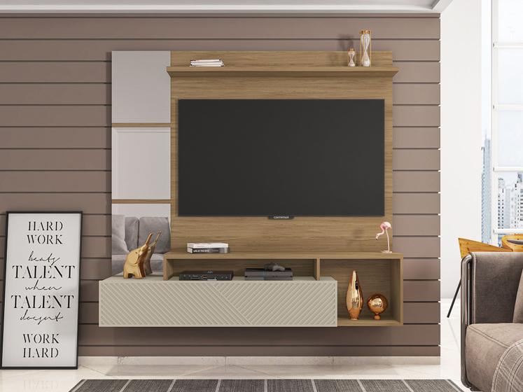 Painel para TV até 65 Polegadas 1 Porta Com Espelhos Inbox Buriti/Off White Caemmun - Painel ...