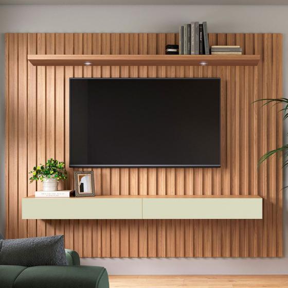 Painel para TV Até 65 Polegadas 2 Gavetas 1 Prateleira com Led Freijó ...