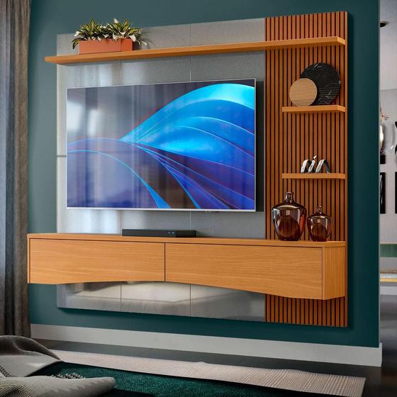 Painel Para Tv Até 65 Polegadas Cinza Perolizado E Marrom Lacey Shop Jm ...