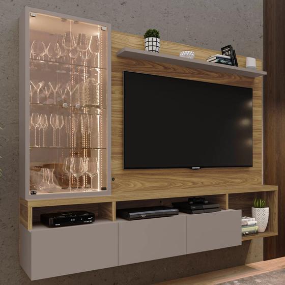Painel para TV até 70 Polegadas com Cristaleira Wave Caemmun - Painel ...