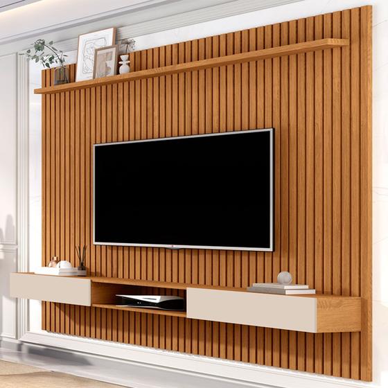 Painel para TV Até 70 Polegadas Vênus Ripado 2 Portas 1 Prateleira Nature/Off White 690 - Giga ...