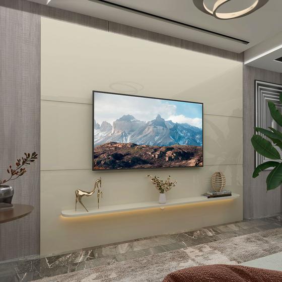 Painel para TV Até 85 Polegadas Royal 1 Prateleira 100% Mdf com Led Off White - Gelius - Painel ...
