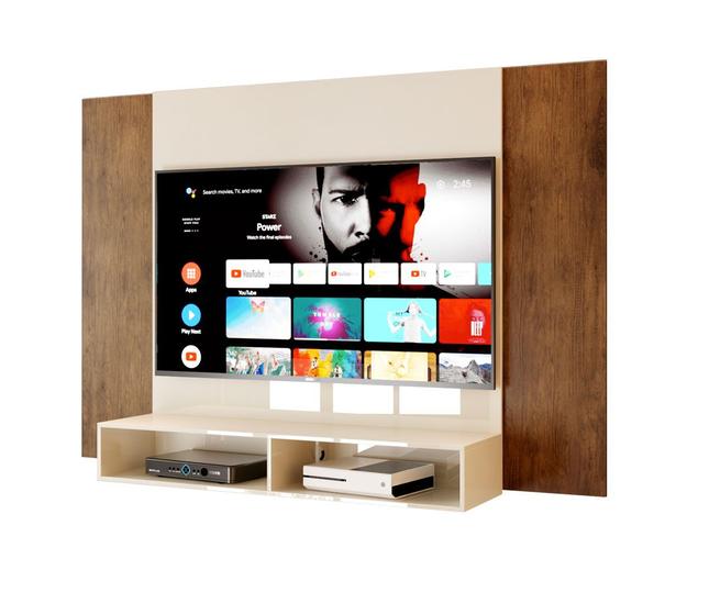 Painel para TV de até 43'' Polegadas com 2 Nichos para Quarto e Sala - Off White, Preto, Off ...
