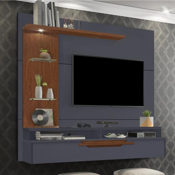 Painel para TV de Até 60 Polegadas Zeus Carmolar Chumbo/Canela - Painel ...