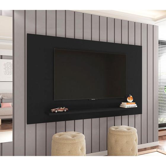 Painel para Tv Elegant Clean Preto Fosco com Prateleira Inferior ...