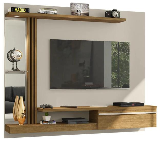 Painel para TV Espelhado Denver Off White com Cinamomo - Móveis Bechara ...