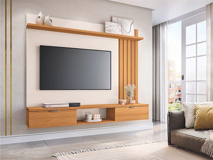 Painel para TV Lets 1,60 Cinamomo/Off White HB Moveis - ALPOIM - Painel ...