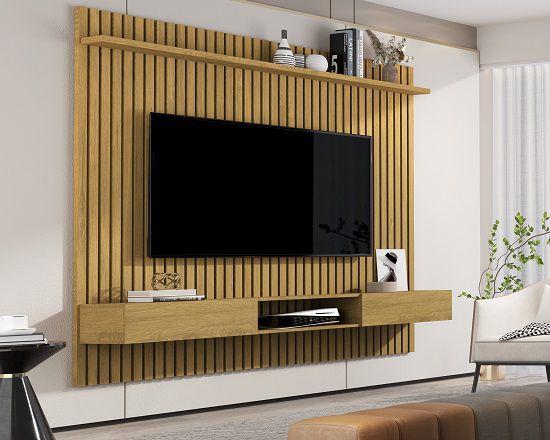 Painel Para TV Ripado Até 72 Polegadas Vênus 1.8x1.8 Com Nicho Cumaru ...
