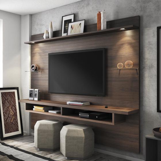 Painel para TVs até 60 Polegadas com LED 2 Prateleiras de Vidro Veneza ...