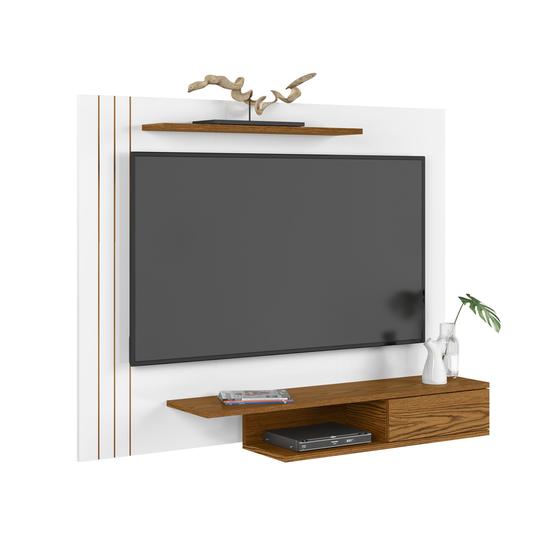 Painel Para TVs de Até 43 Polegadas Otto - Branco e Cumarú - Cal Móveis - Compre Aqui - Painel ...