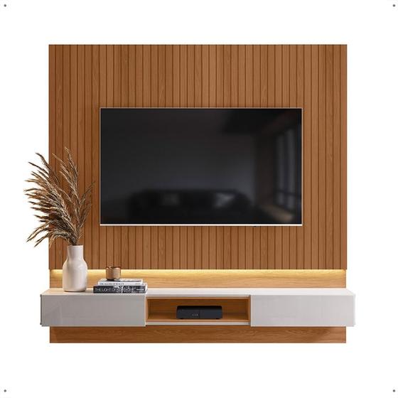 Painel Paris 1.8 Home Tv 70 Polegadas Nicho 2 Gavetas Decoração Led ...