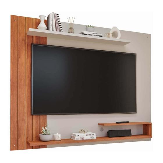 Painel Permóbili Floripa para TV de até 65 polegadas com Prateleiras - Off White/Cinamomo ...