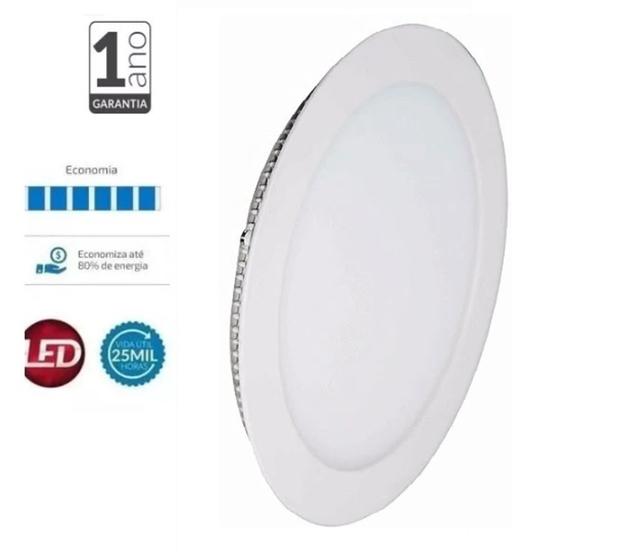 Painel Plafon 18w Led Redondo Embutir 17x17 Branco Frio Teto - MGC ...