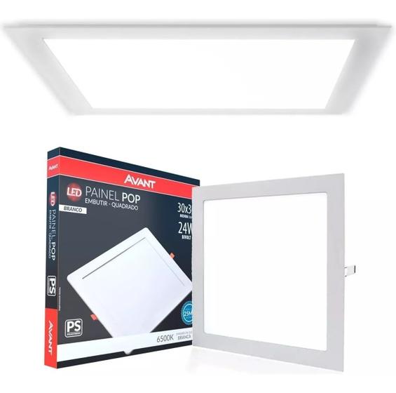 Painel Plafon Led 24w Quadrado Embutir Branco Frio Luminária - Avant ...