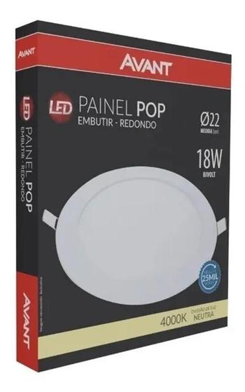 Painel Pop Led Plafon Redondo Embutir 18W Bivolt Branco Neutro 4000k ...