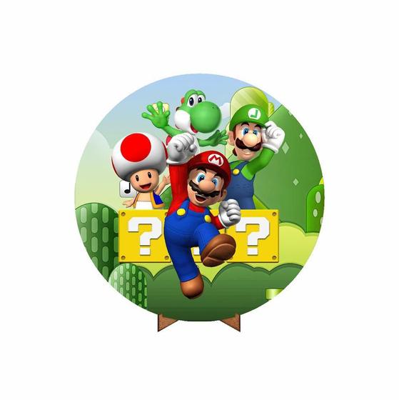 Painel Redondo 3D Super Mario Tecido 50Cm X 50Cm Suporte Mdf - Prime ...