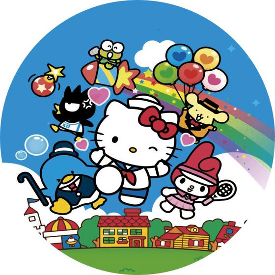 Painel Redondo Hello Kit e Seus Amigos- IMPAKTO VISUAL - Painel de ...