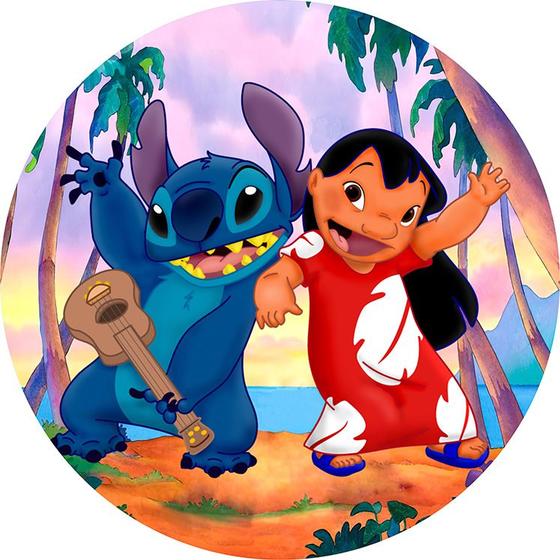 Painel Redondo Lilo Stitch Em Tecido 1.5mx1.5 melástico Veste fácil ...