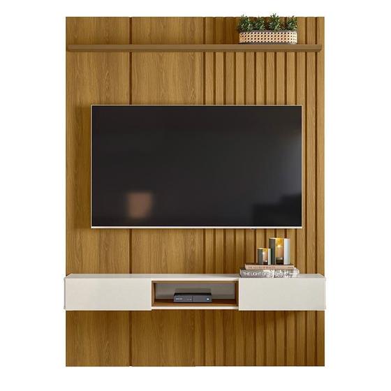 Painel Ripado 153cm Para TV 65 Polegadas Bless 1.6 Lukaliam Freijo/Off White - Painel para TV ...