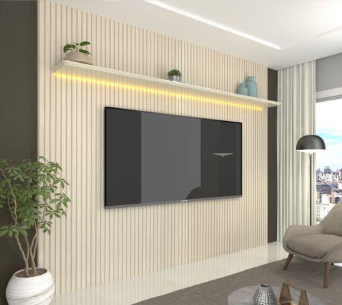Painel Ripado 3d Para Tvs De Até 85 Polegadas Com Prateleira - Nogan - Gelius - Painel para TV ...