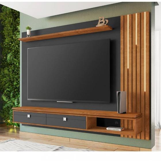Painel Ripado Com LED Para TV até 80 Polegadas 2 Gavetas Hanover Bechara - Painel para TV ...