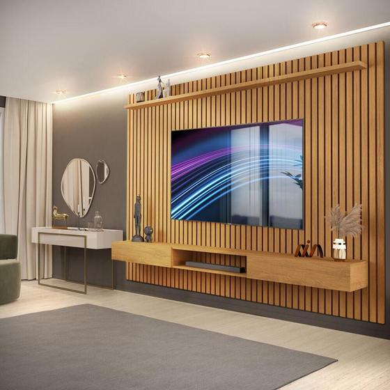 Painel Ripado Com Rack Suspenso TV Até 75 Polegadas 1.8 Nature Veridian Shop JM - Rack com ...