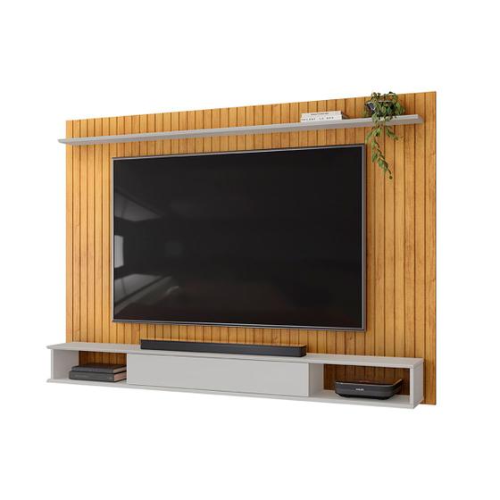 Painel Ripado para TV 70 Polegadas com Prateleira e Nichos Rio Cedro ...