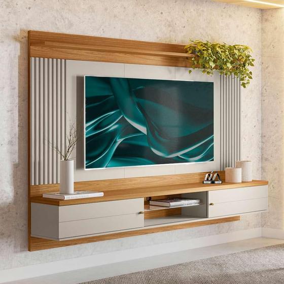 Painel Ripado Para Tv 75 Polegadas Barcelona Nature Off White Linea ...