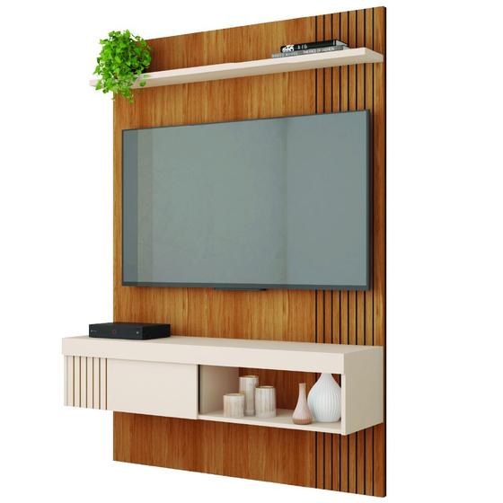 Painel Ripado Para TV Até 45 Polegadas Com Prateleira e Nicho Manu ...