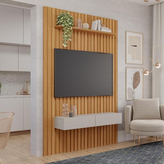Painel Ripado Para TV até 50 Polegadas Maragogi 1 Porta Nature Off White - Permobili - Painel ...