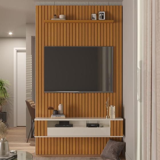 Painel Ripado para TV Até 55 Polegadas Intense com Nicho 135cm - ViaNossa - Painel para TV ...
