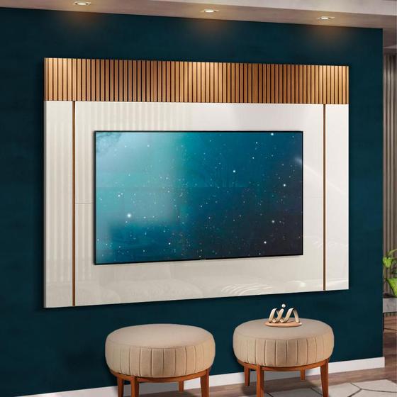 Painel Ripado Para TV Até 70 Polegadas Off White Marrom Maui Shop JM ...