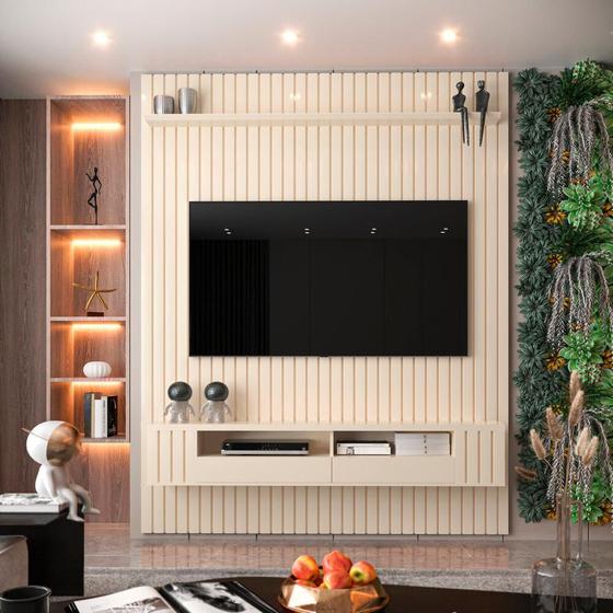 Painel Ripado para TV Até 75 Polegadas Intense com Nicho 180cm - ViaNossa - Rack com Painel ...