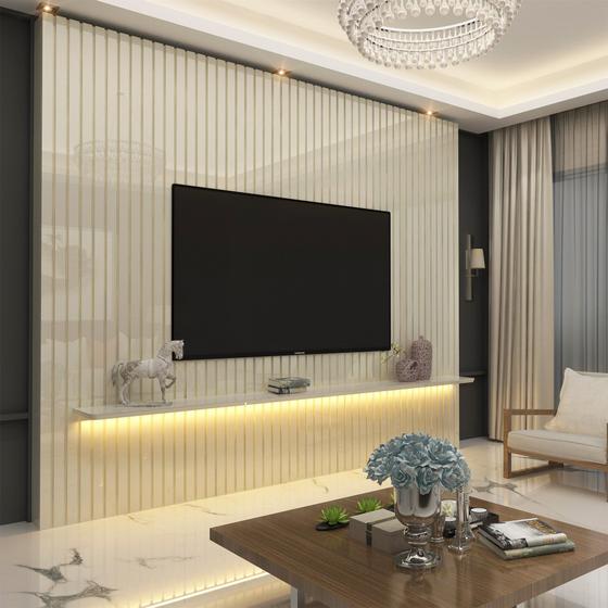 Painel Ripado TV até 85 Polegadas com LED 230cm Nobre Gelius Móveis ...