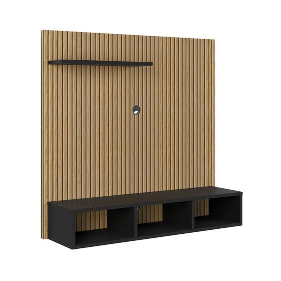 Painel Sala Para TV Até 32 Polegadas Com 3 Nichos - Madri Plus - Preto Com Ripado - Lojas G2 ...