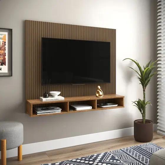 Painel Sala Para TV Até 50 Polegadas Smart Plus - Cor: Nature Com ...