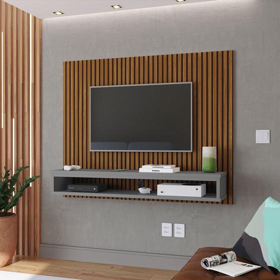 Painel Sala Quarto Com Nicho Tvs Até 50 Polegadas Cissa - Ripado/Cinza - RPM - Painel para TV ...