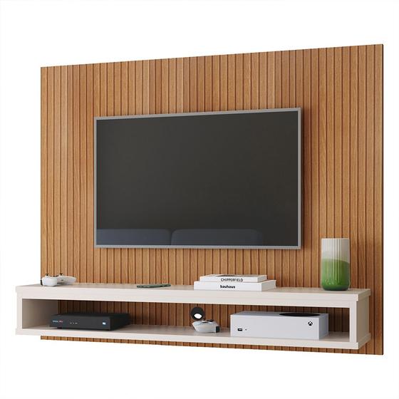 Painel Sala Quarto Com Nicho Tvs Até 50 Polegadas Cissa - Ripado/Off White - Lojas RPM - Painel ...