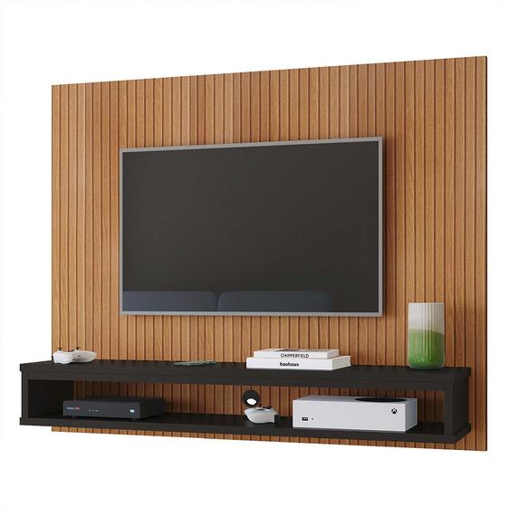 Painel Sala Quarto Com Nicho Tvs Até 50 Polegadas Cissa - Ripado/Preto - Lojas RPM - Painel para ...