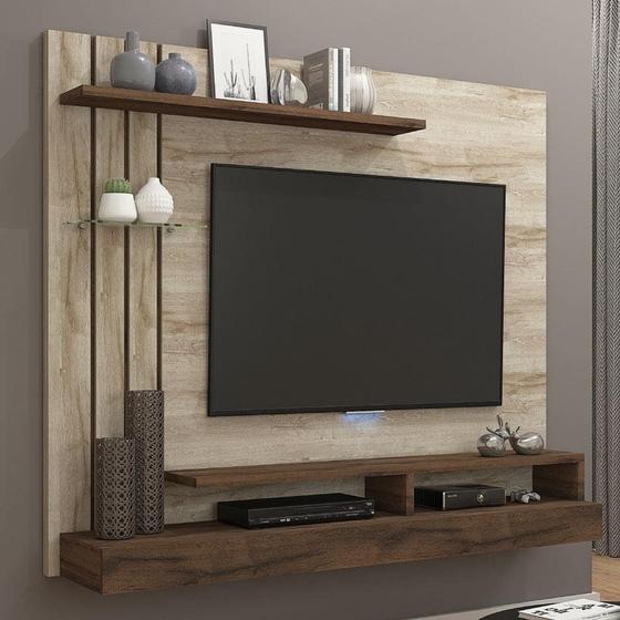 Painel Sala TV até 50 Polegadas Valência Rústico/Café Permóbili - Painel para TV - Magazine Luiza