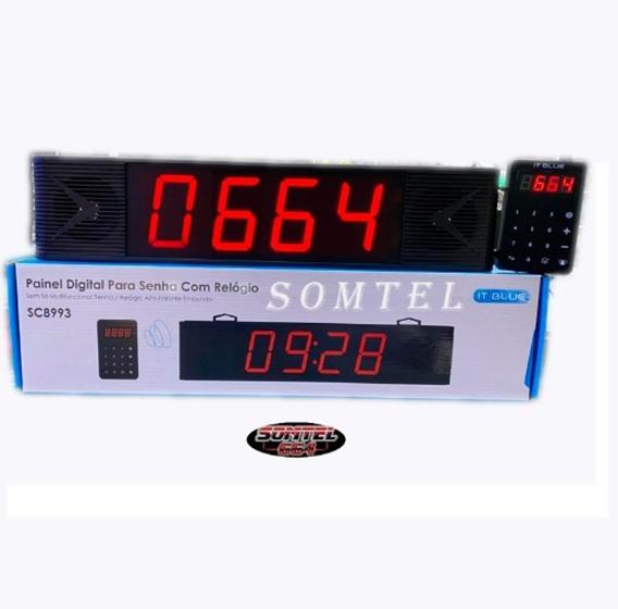 Painel senha 4 dígitos c/ teclado s/fio e display - SOMTEL664 - Teclado ...