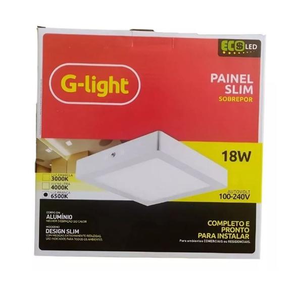 Painel Slim Ecoled Quadrado Sobrepor 18w 6500k G-light - Painel de LED - Magazine Luiza