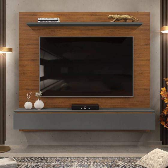Painel Suspenso Jupiter 160cm TV 60" Freijó Cinza Urbano Tana Decor ...