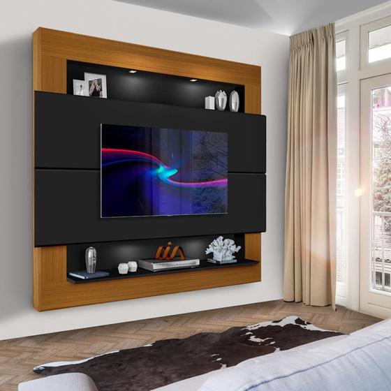 Painel Suspenso Para TV 75 Polegadas Preto Carvalho Trento Shop JM - Painel para TV - Magazine Luiza