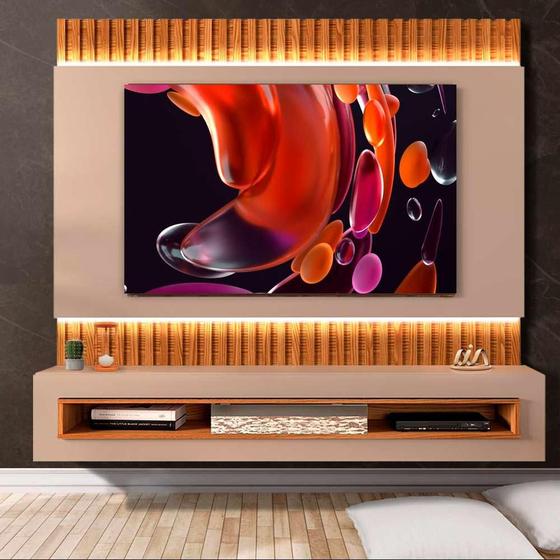 Painel Suspenso Ripado 100% MDF TV Até 65 Polegadas Griz Carvalho Nobre ...