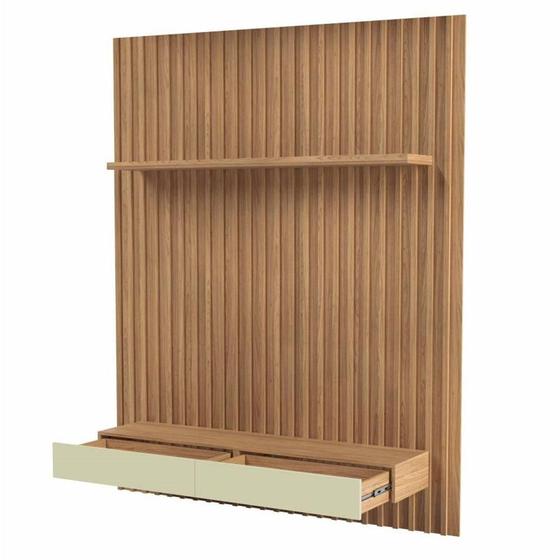 Painel Suspenso Roof TB186 Ripado com Led Cor Freijo e Off White 178cm ...