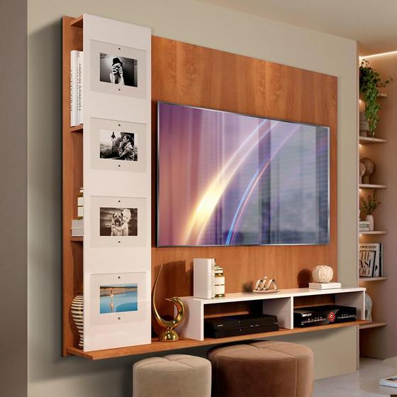 Painel Suspenso Tv Até 55 Polegadas Freijó Off White Ophelia Shop Jm - Painel para TV - Magazine ...