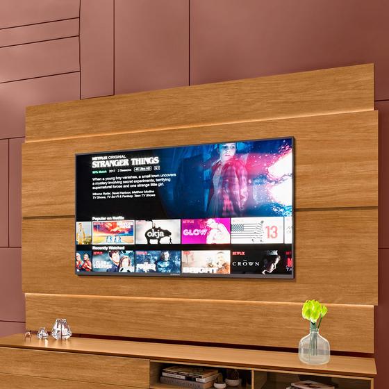 Painel Suspenso TV Home Theater Até 65 Polegadas Sala de Estar 180 cm Organizador Marrom Madeira ...