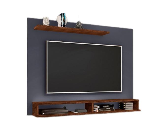 Painel Televisão Chumbo/Canela com Prateleira Porta Objetos - Carmolar ...