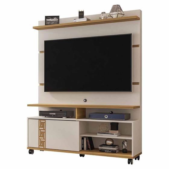 Painel Tv 50 Polegadas Com Rack Embutido Off White E Marrom - Bechara - Rack com Painel ...